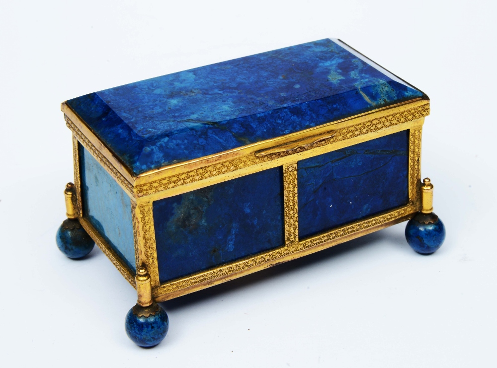 Lot 49 - A FRENCH LAPIS LAZULI AND GILT METAL MOUNTED