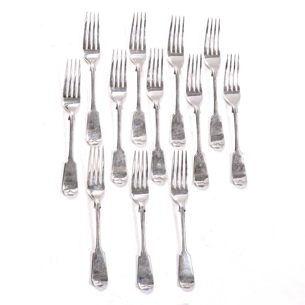 Lot 289 - Set of twelve silver fiddle pattern dessert