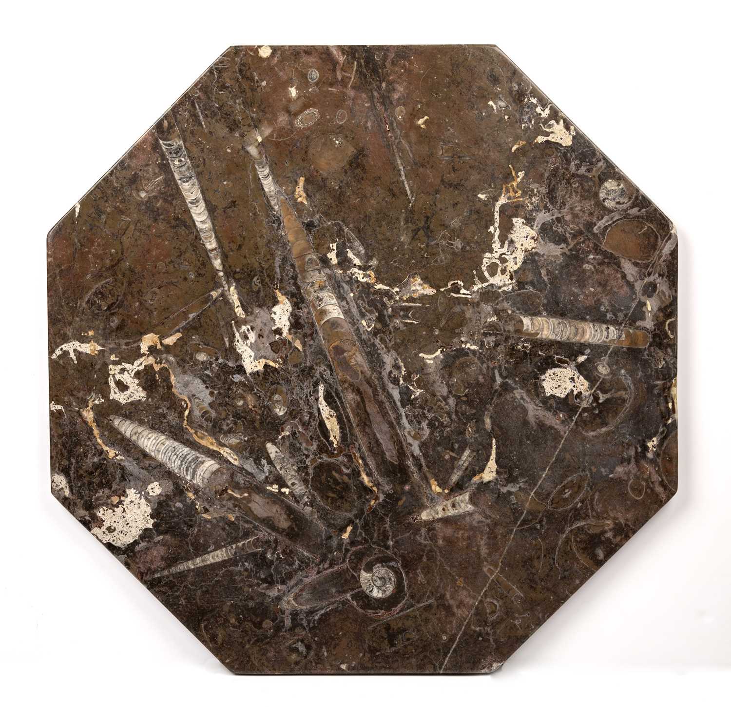 Lot 156 - An antique fossil marble octagonal table top.