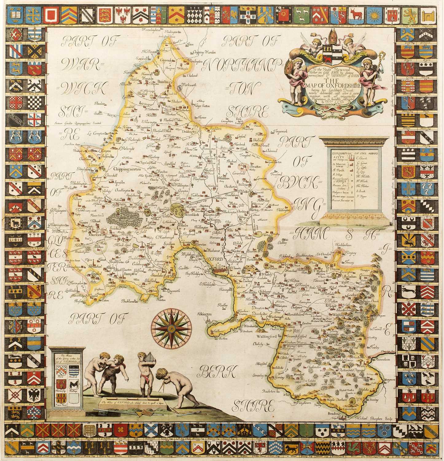 Lot 388 - Robert Plot (1640-1696) Hand coloured map of