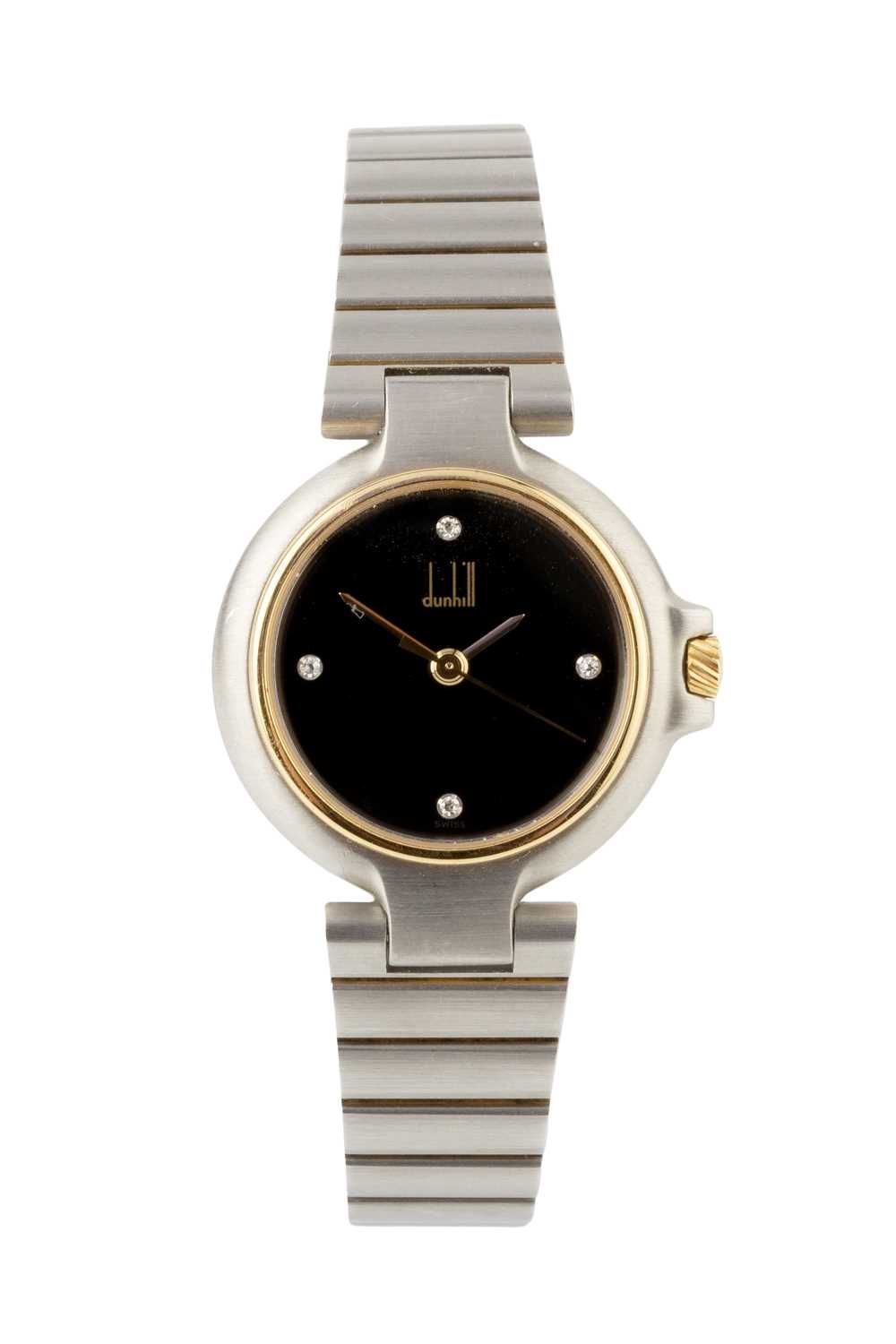 Lot 102 - A stainless steel bracelet watch by Dunhill,