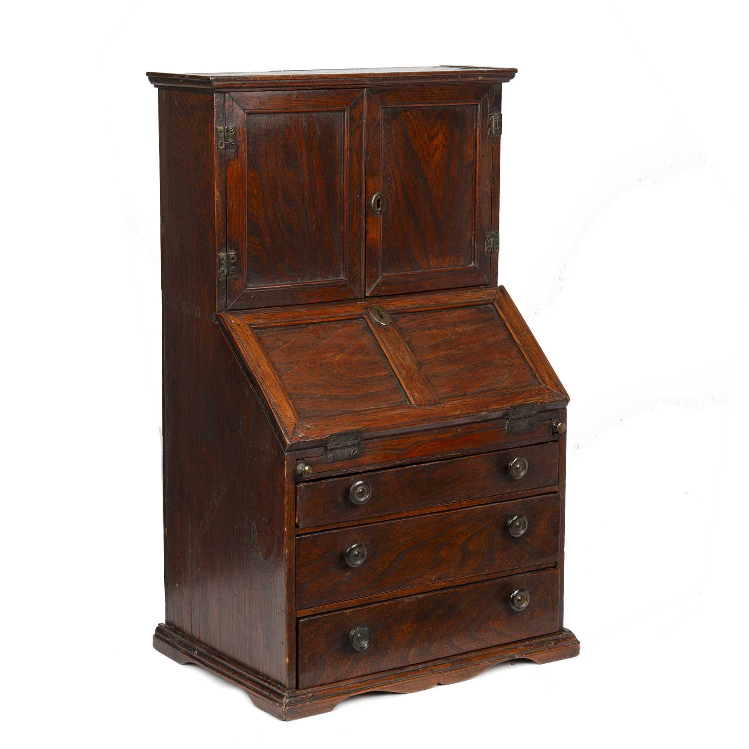 Lot 22 - An 18th century elm apprentice bureau
