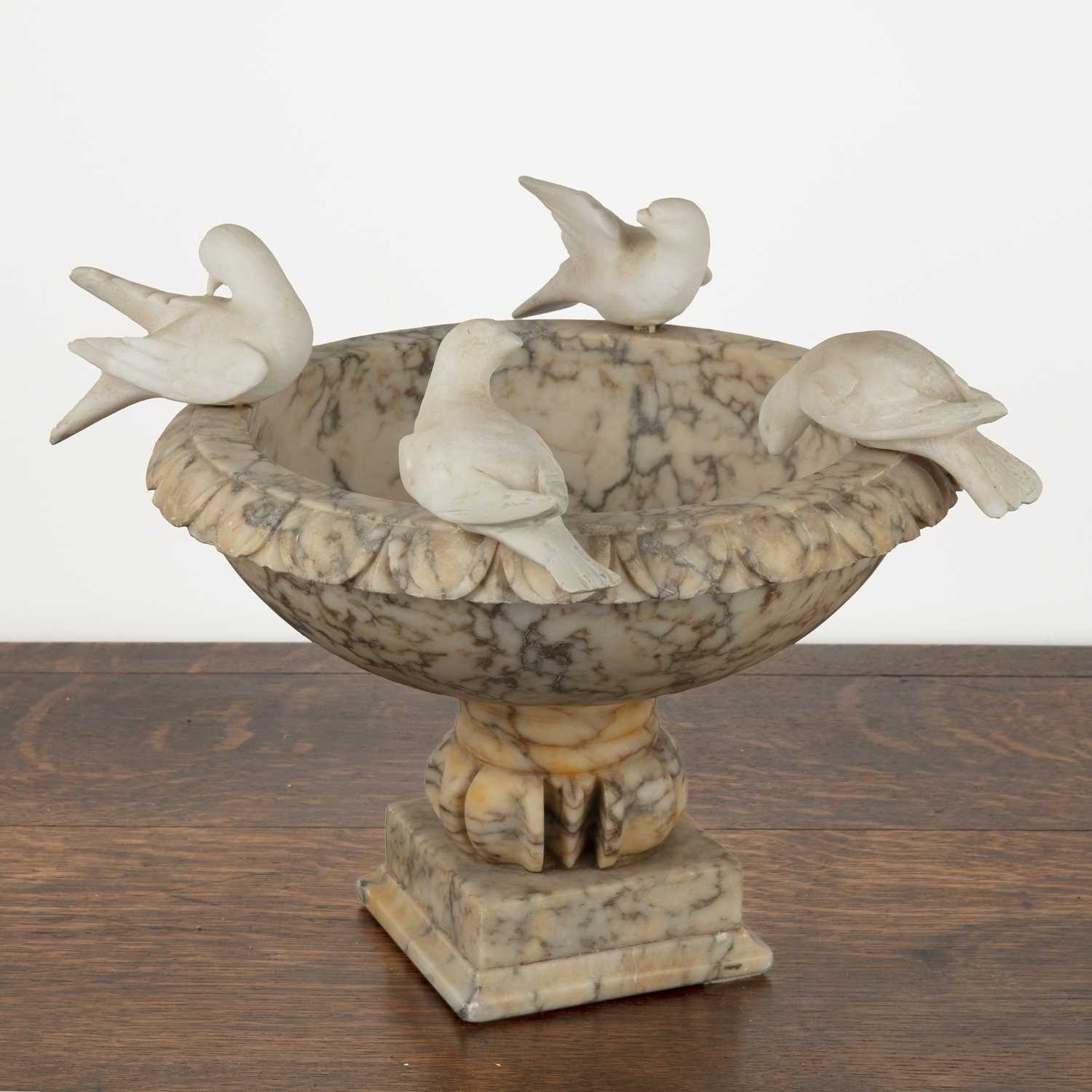 Lot 120 - Alabaster and onyx bird bath after the
