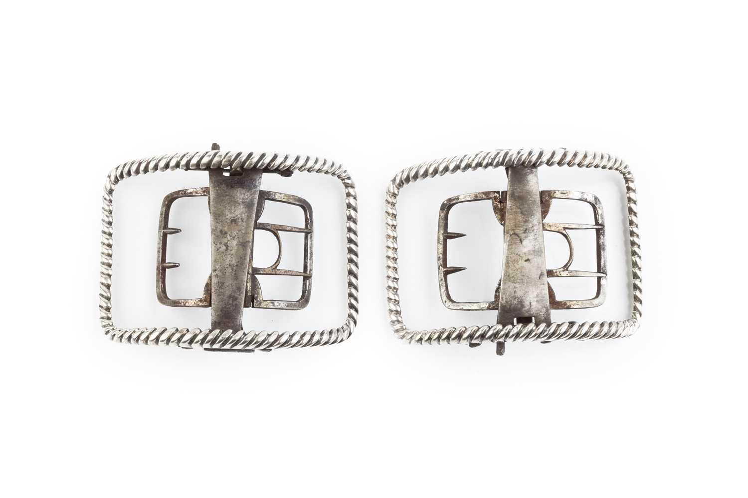 Lot 618 - A pair of George III silver shoe buckles, of