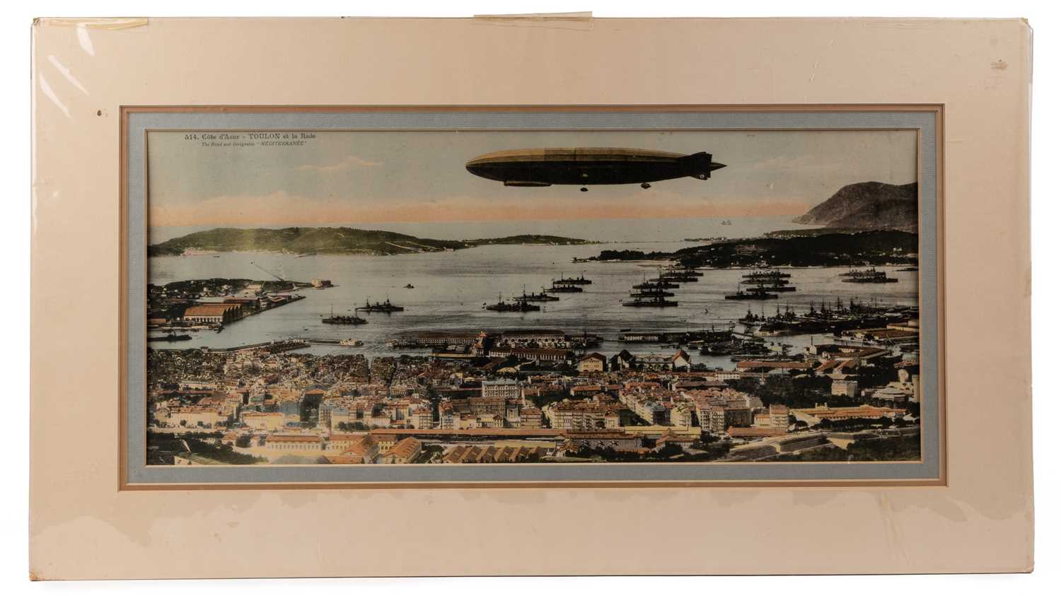 Lot 184 - A hand coloured photograph of a zeppelin