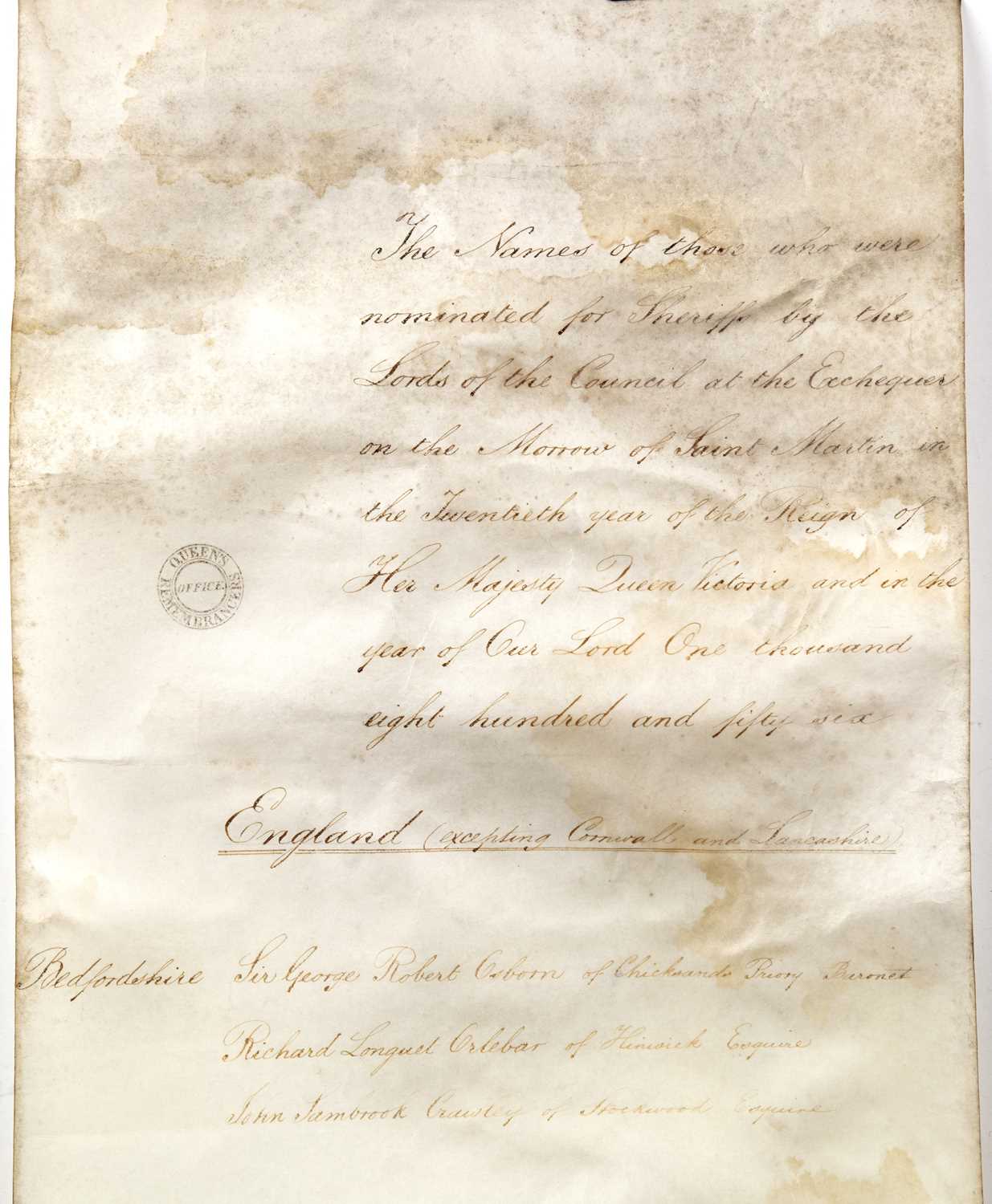 Lot 785 - A manuscript parchment scroll 'The Names of