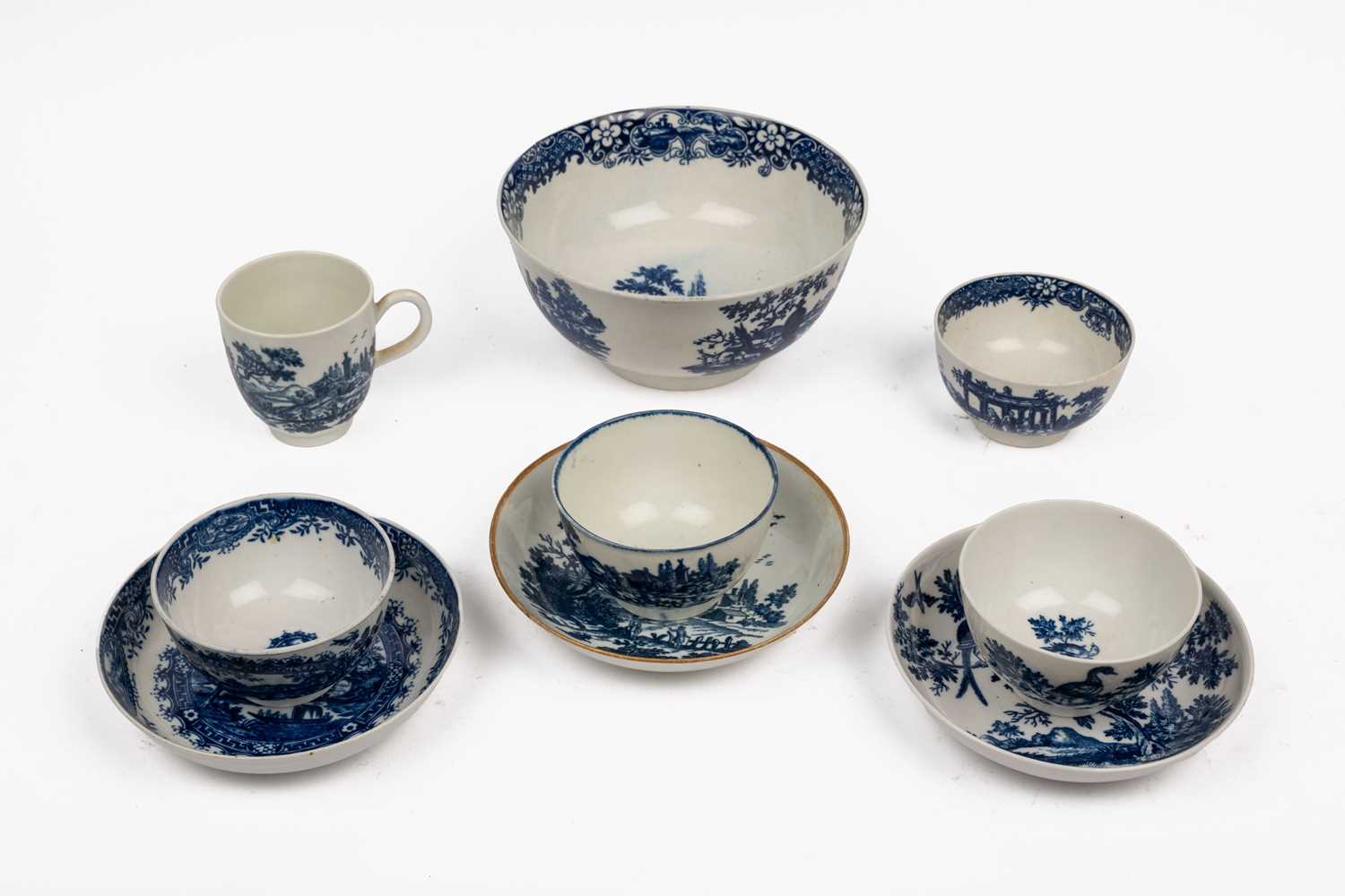 Lot 1341 - A group of early Worcester tea wares with