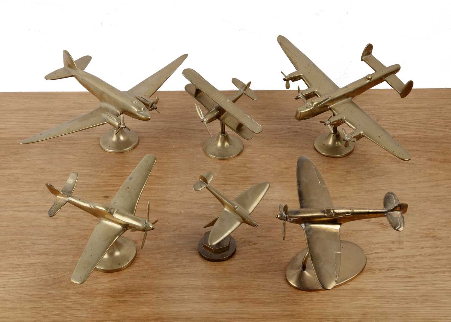 Lot 116 - Collection of brass plane models 20th