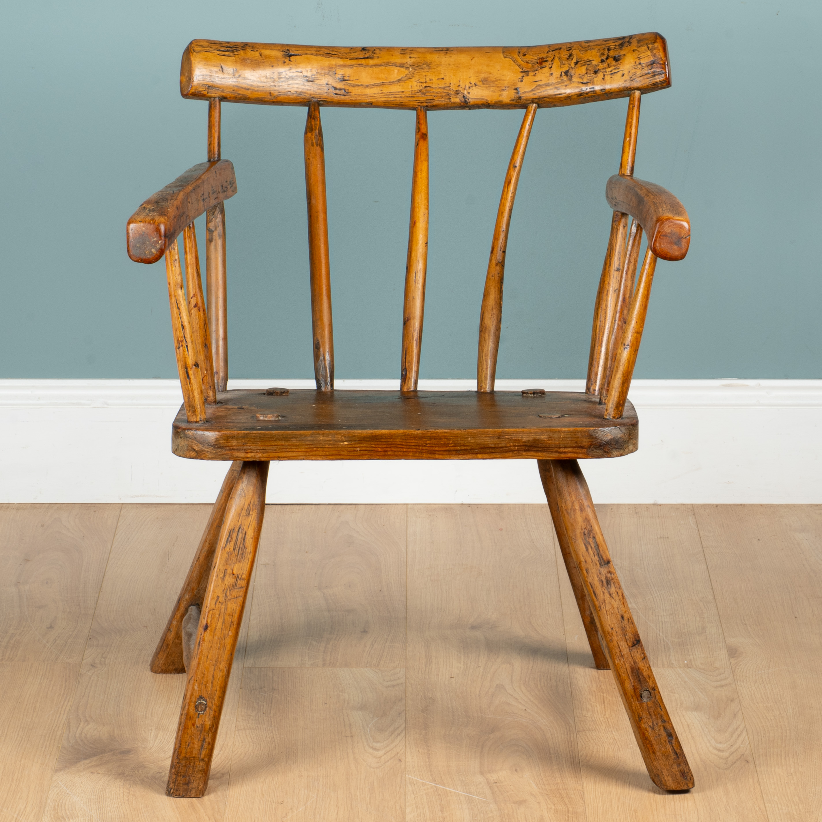 A rustic Irish ash and elm hedgerow chair