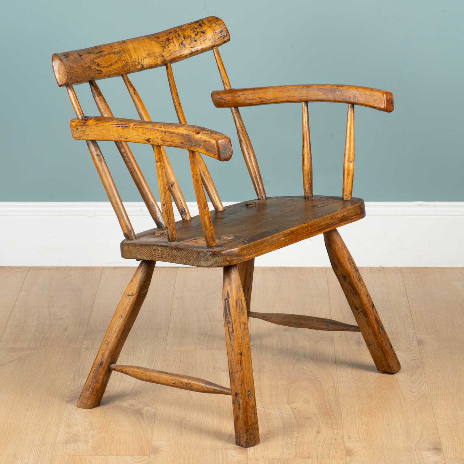 A rustic Irish ash and elm hedgerow chair