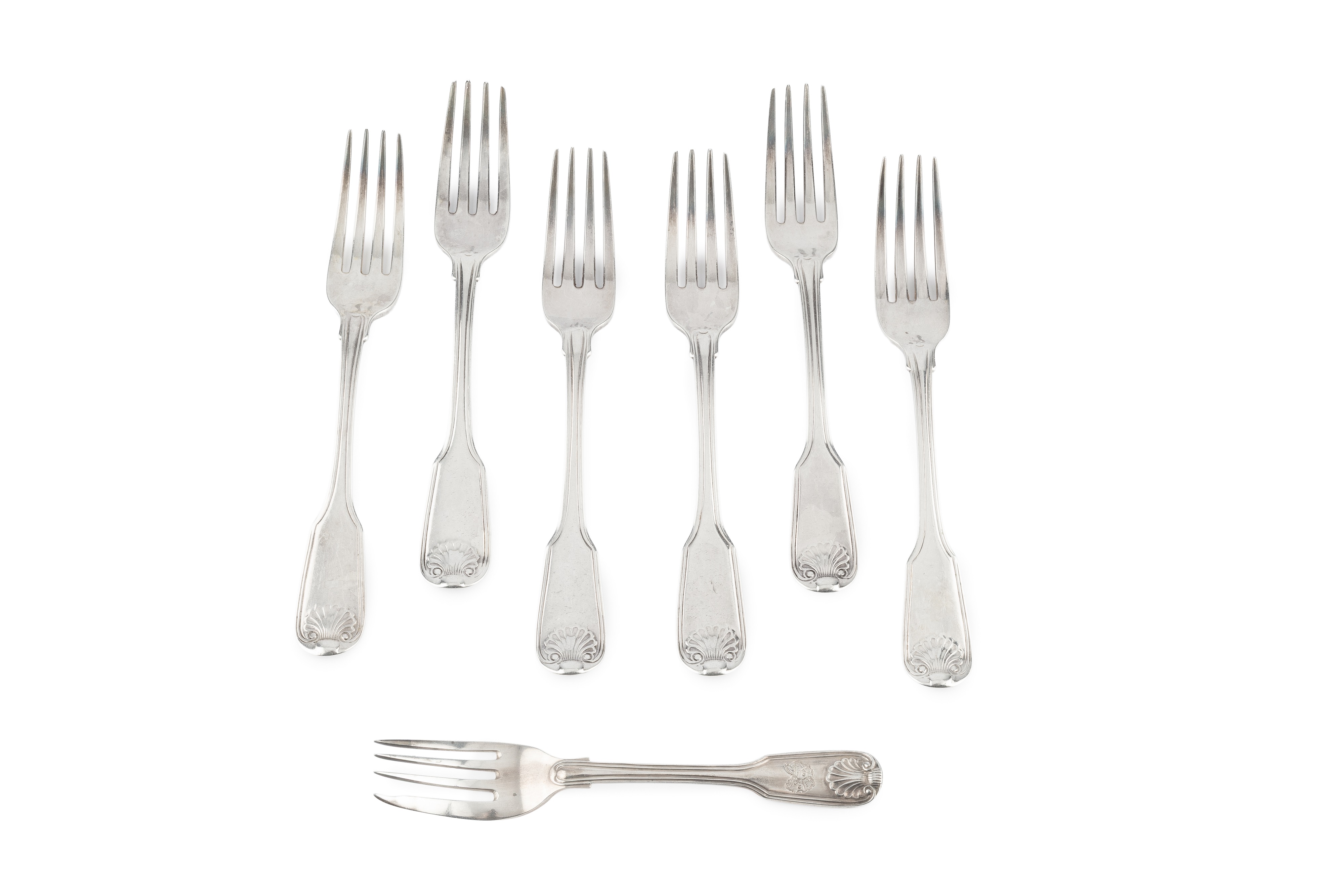 Lot 641 - A set of six George IV silver fiddle, thread