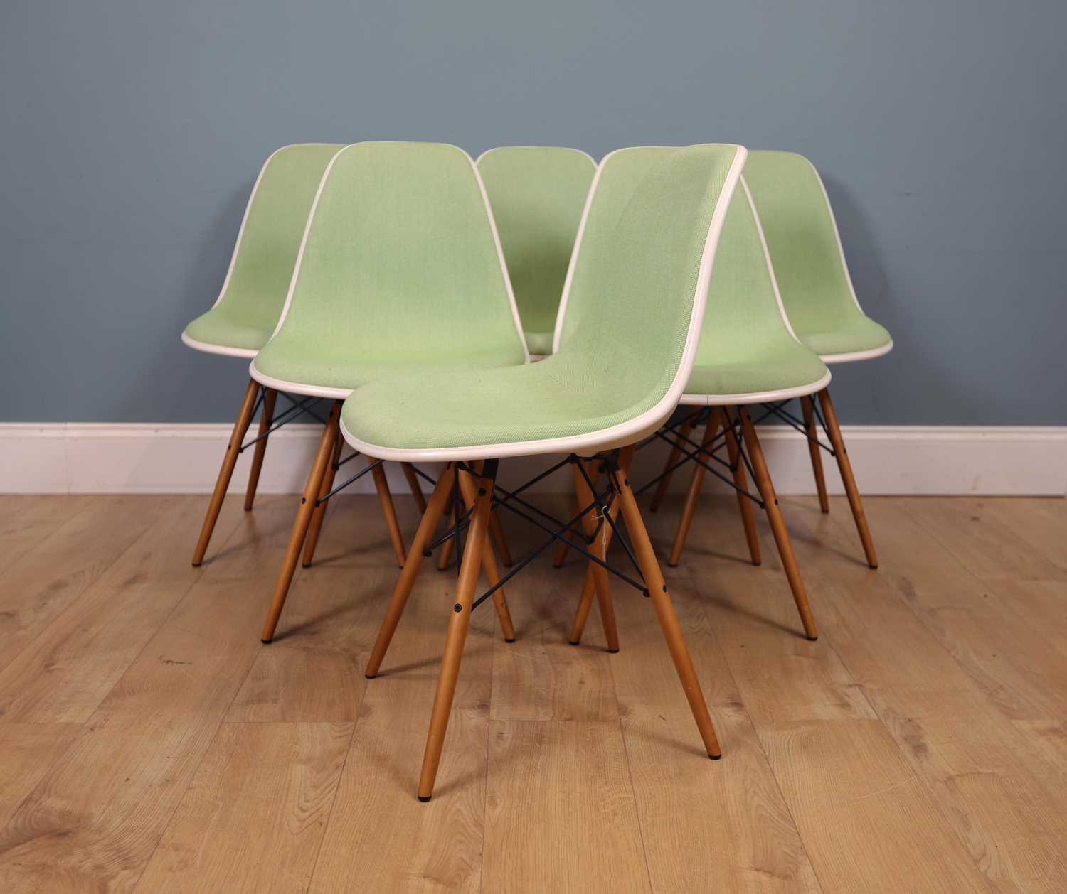 Lot 1120 - A set of six Vitra Eames design side chairs