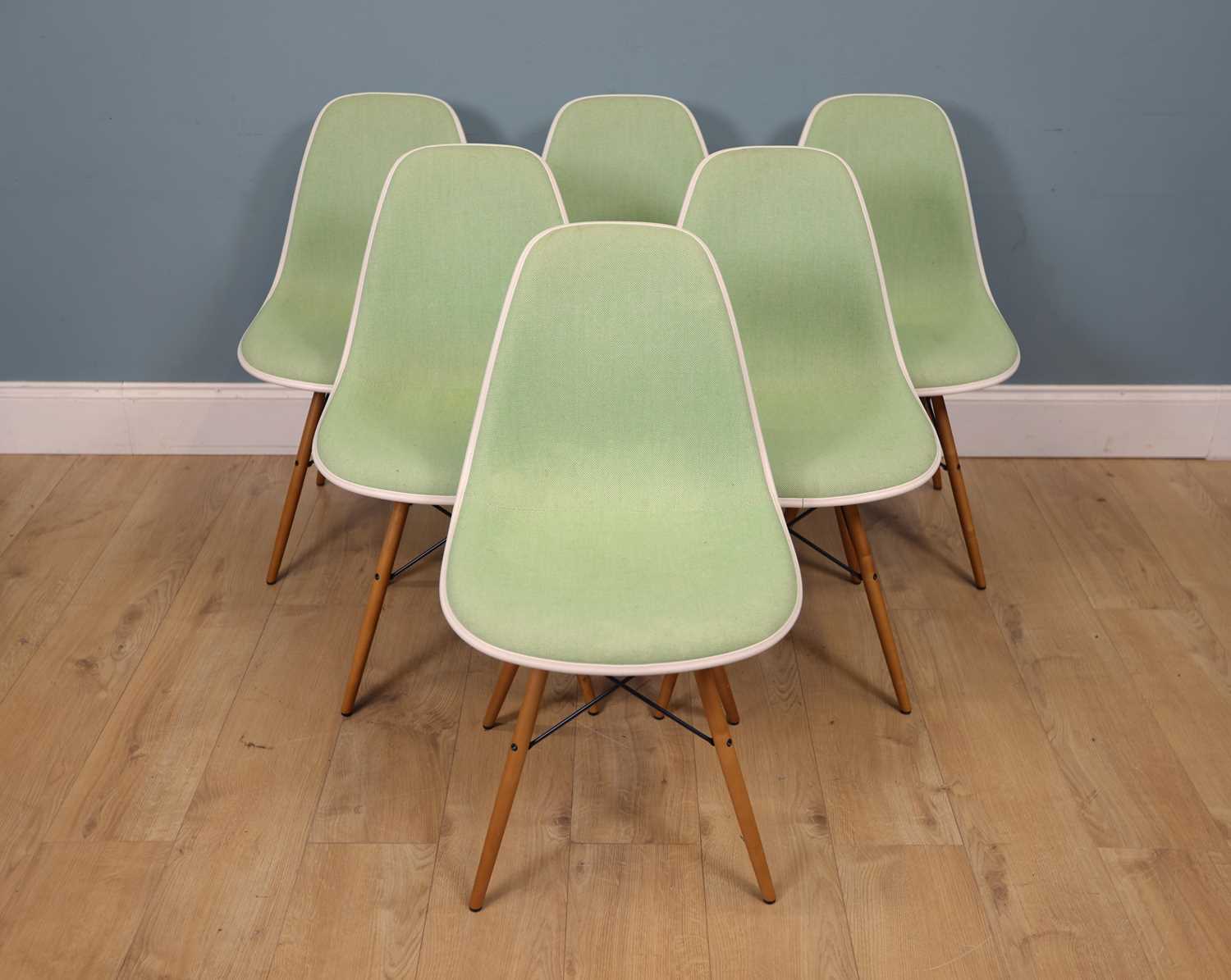 Lot 1120 - A set of six Vitra Eames design side chairs