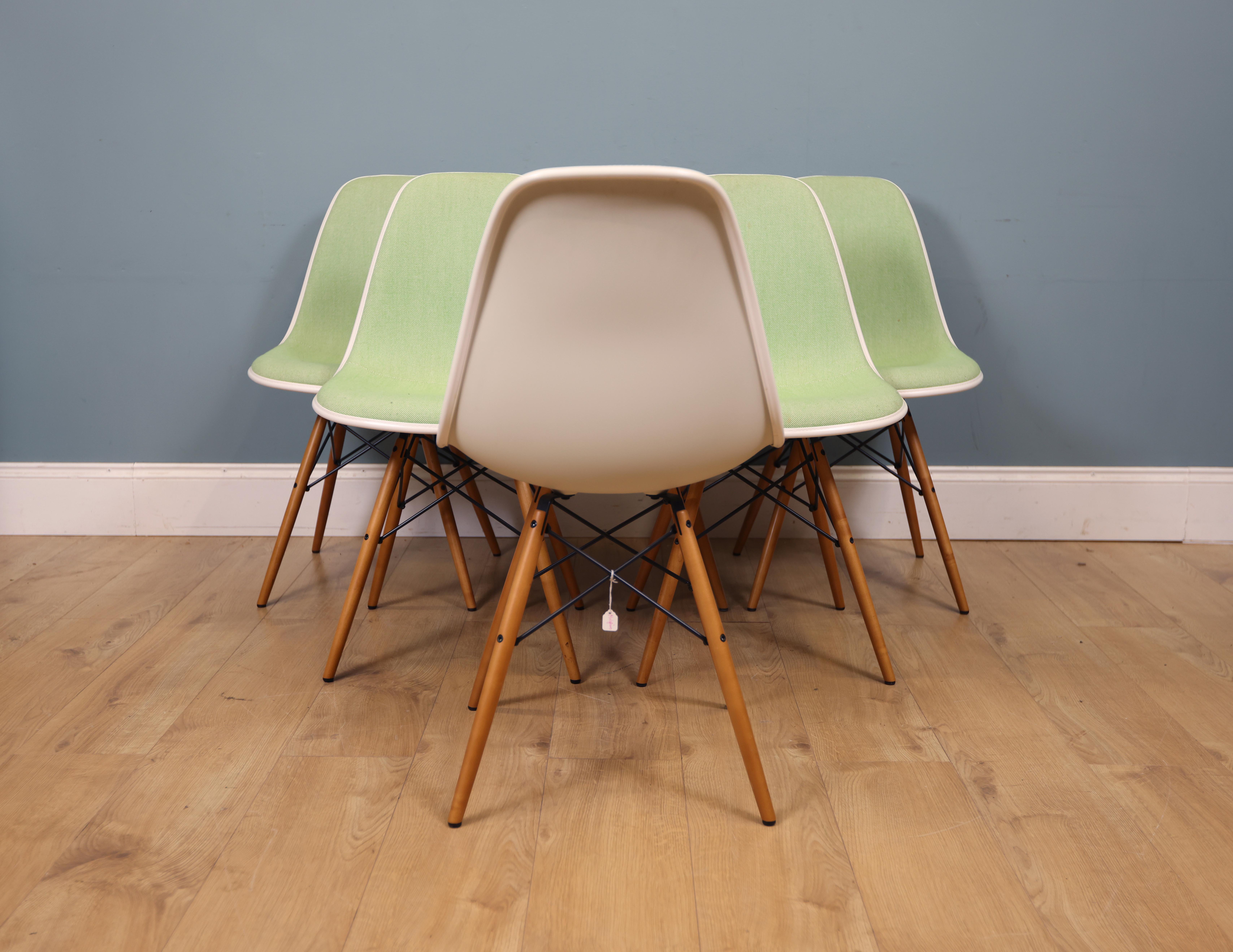 Lot 1120 - A set of six Vitra Eames design side chairs