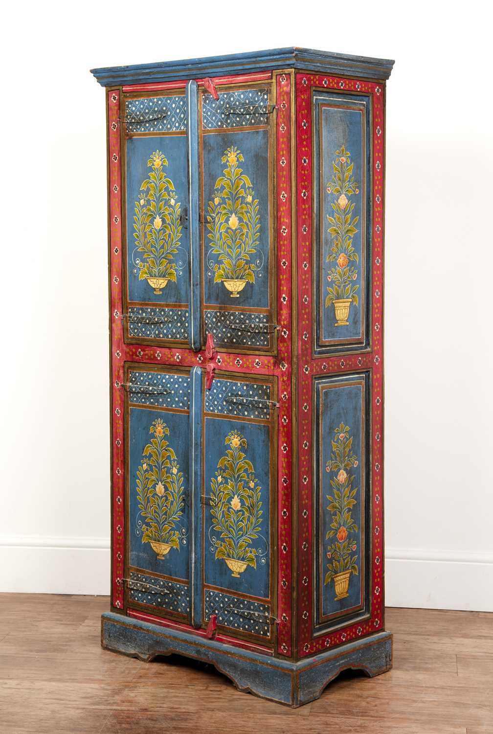 Small painted wooden cupboard with polychrome Indian