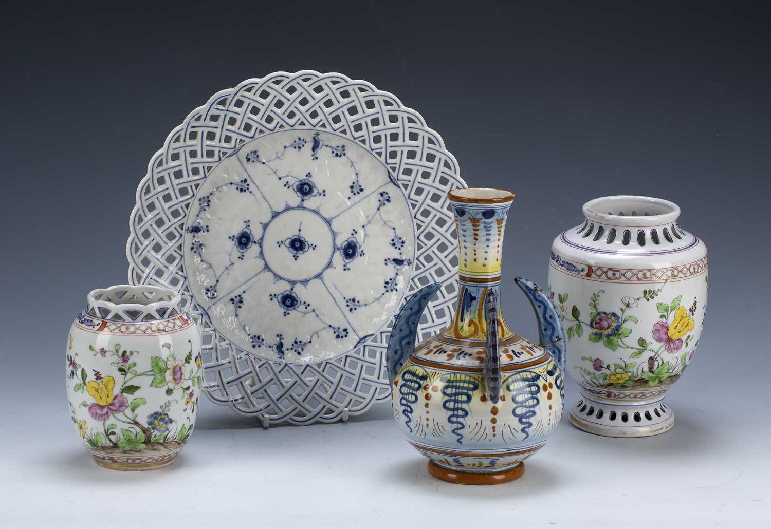Lot 377 - Two Thuringia polychrome small porcelain