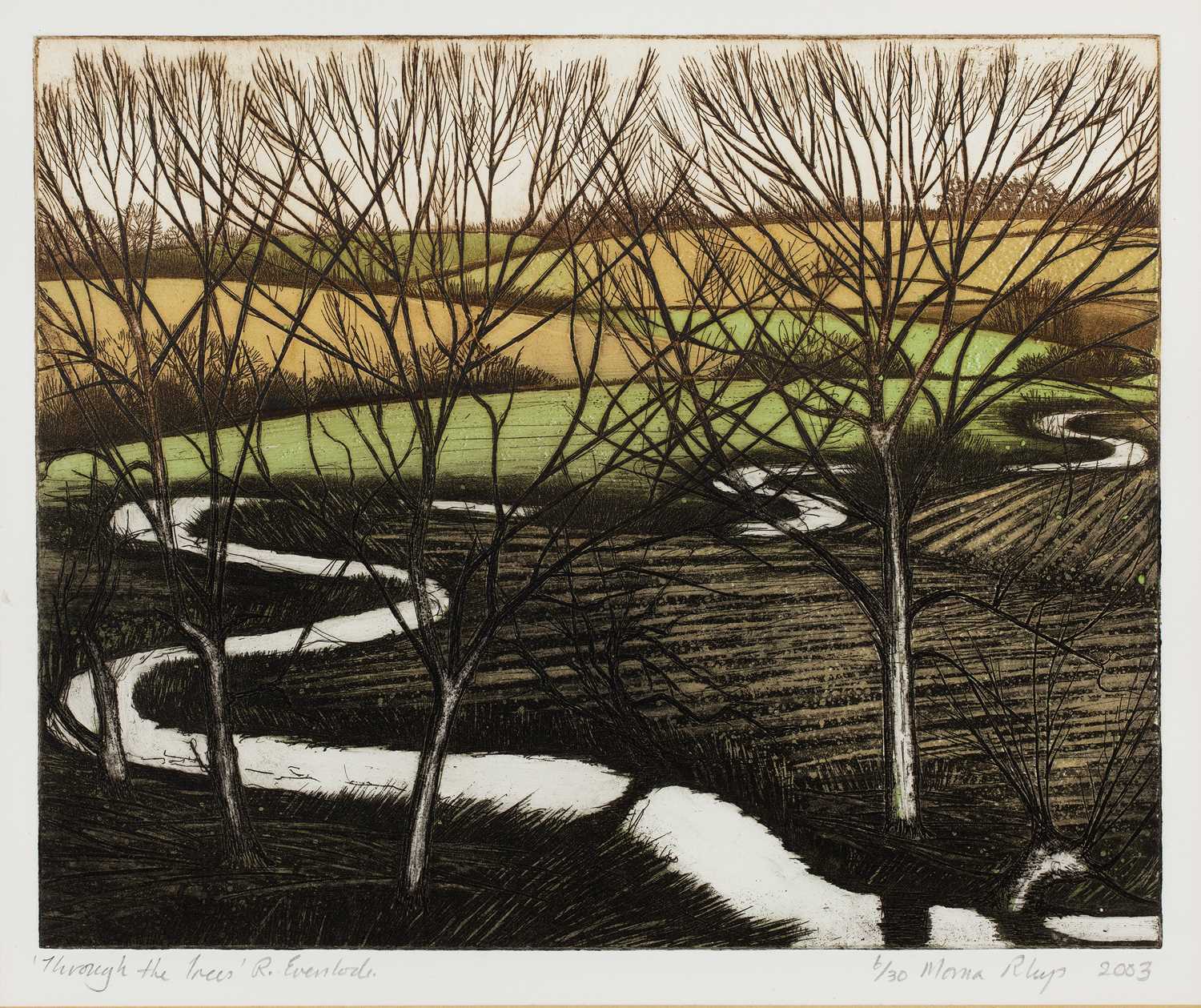 Lot 56 - Morna Rhys Through the trees, River Evenlode,
