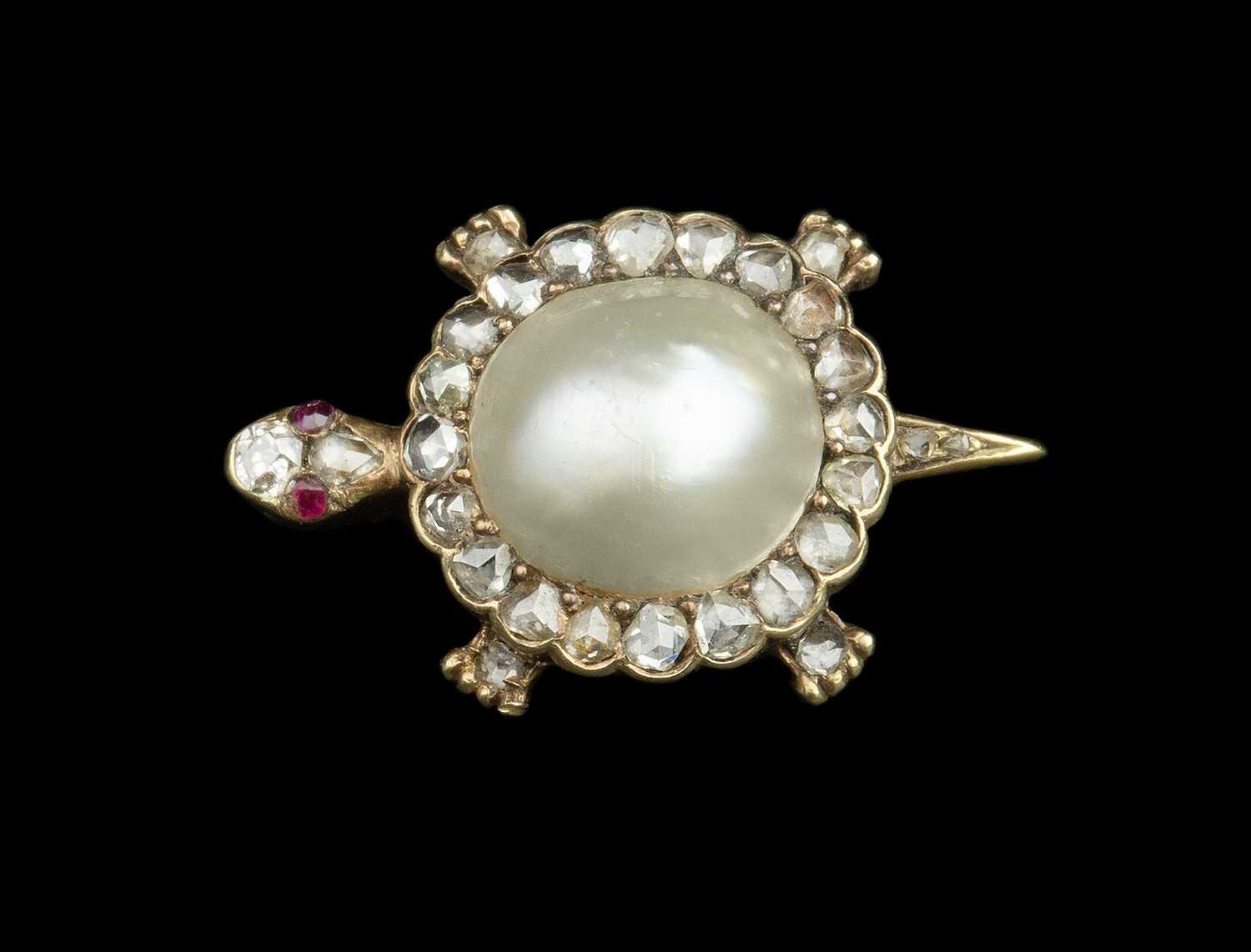 Lot 71 - A Victorian pearl and diamond tortoise brooch,